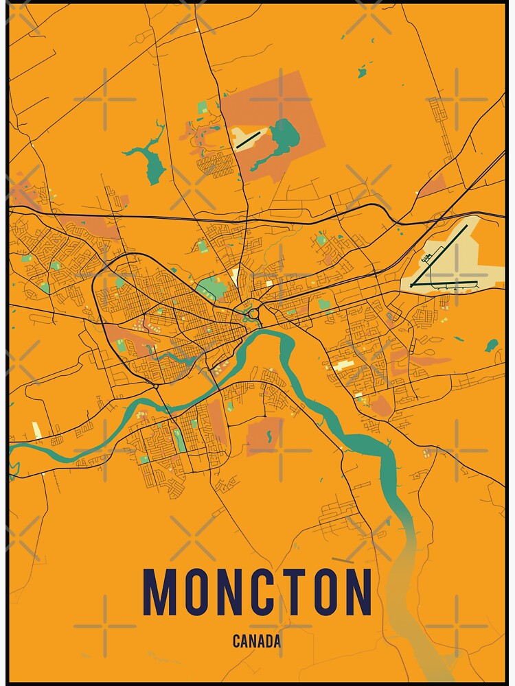 "Moncton Map Print - Map of Moncton New Brunswick - " Sticker for Sale ...