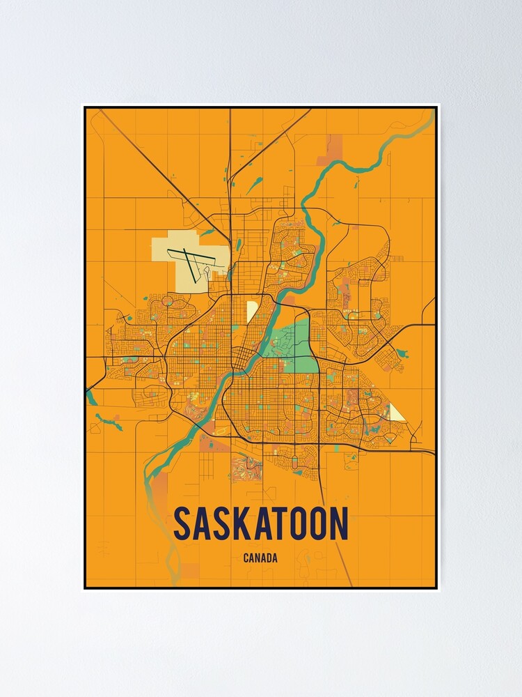 Póster «Mapa de la ciudad de Saskatoon imprimible - Art deco y Wall art ...