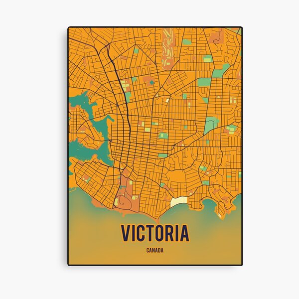 "Victoria city map canada - Map gift | art deco" Canvas Print for Sale ...