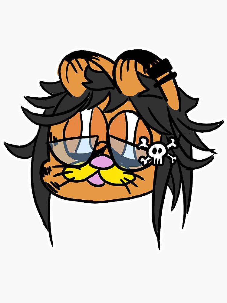 "Sleepy Emo Garfield Sans" Sticker for Sale by lasagnyan | Redbubble