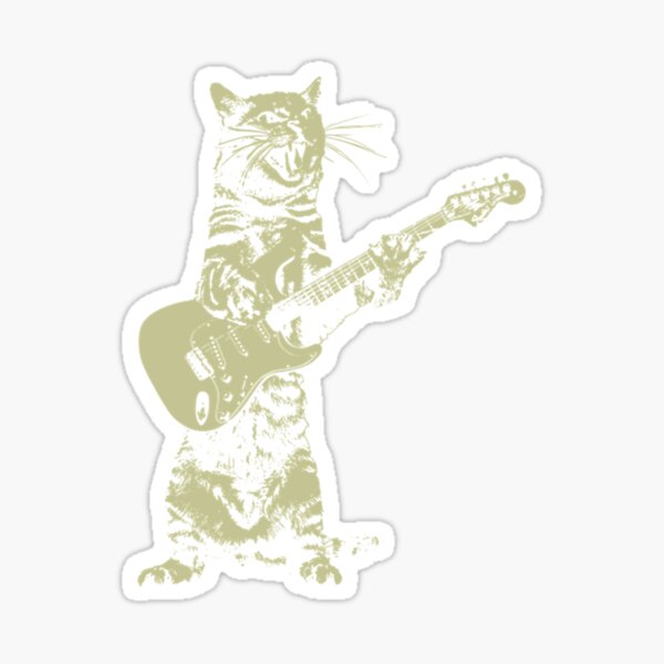 "Funny CAt Playing Guitar" Sticker by MayaTrox | Redbubble