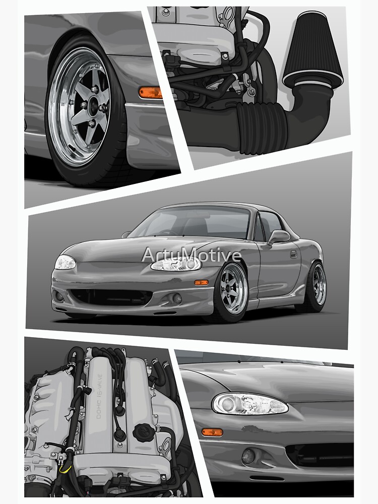 "Mx5/Miata NB X BP18 Engine " Sticker by ArtyMotive | Redbubble