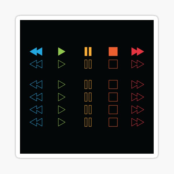 "Repeated Music Player Buttons Multi Colors" Sticker by nightsworthy ...