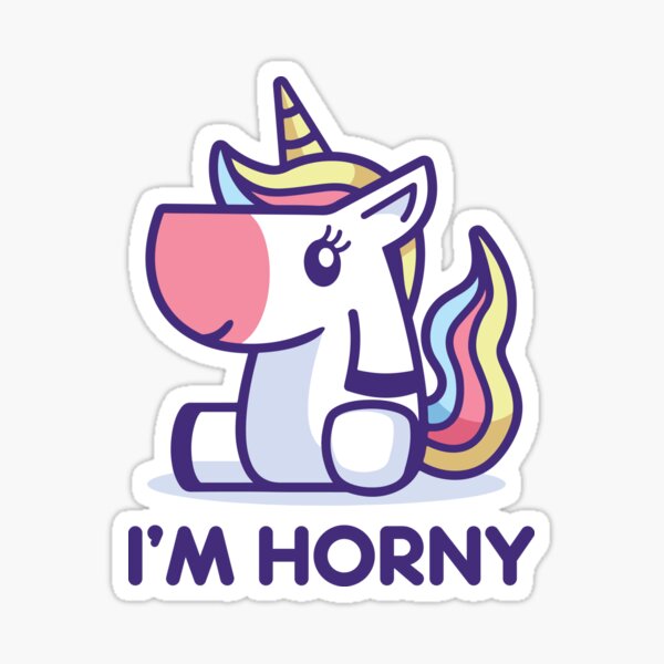 "Im Horny - Funny Unicorn" Sticker by TheSouthWind | Redbubble
