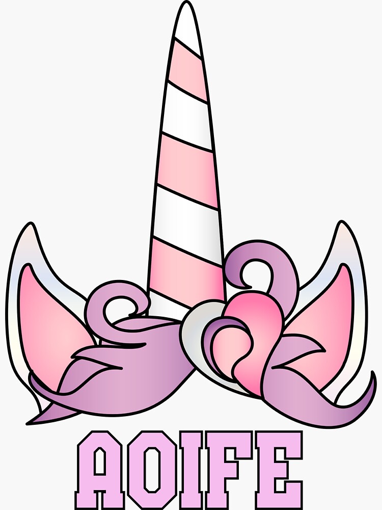 "Aoife name. Pink and purple unicorn personalized with Irish girl's ...