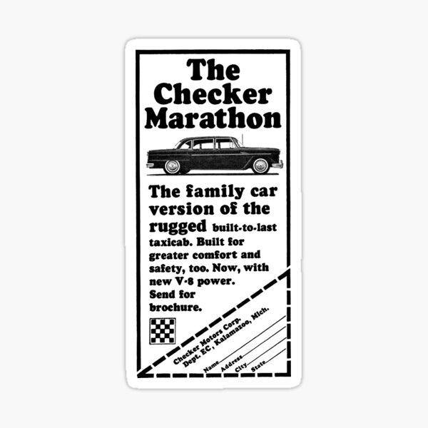 "CHECKER MARATHON - ADVERT" Sticker by ThrowbackM3 | Redbubble