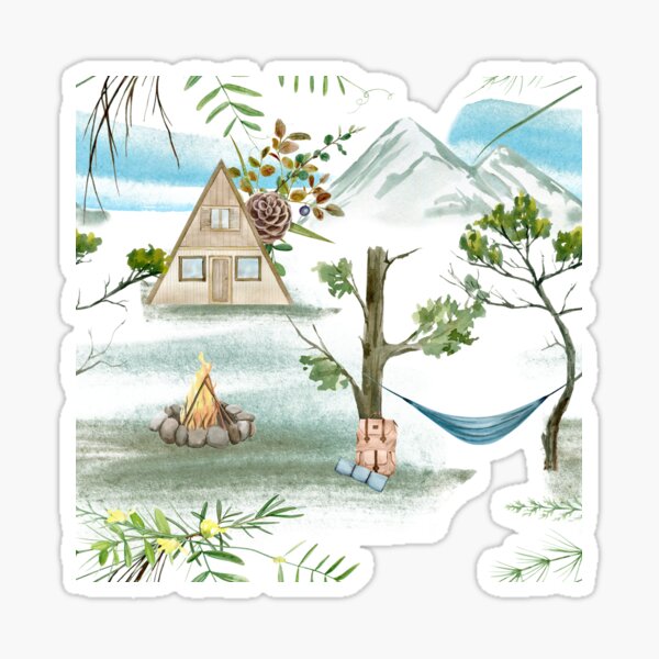 "Hammock | Camping | Mountains" Sticker by gronly | Redbubble