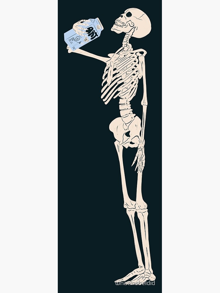 " skeleton drinking oat milk " Poster for Sale by whatmabeldid | Redbubble