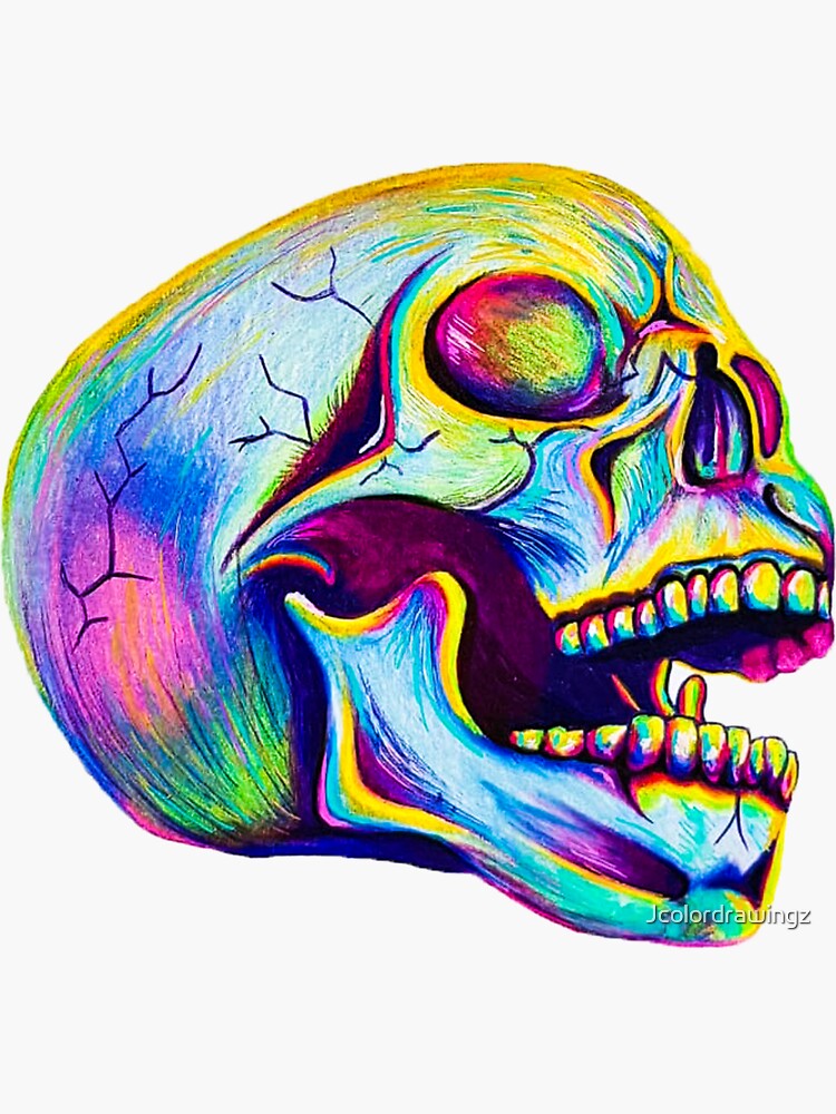 "Rainbow Skull Drawing" Sticker by Jcolordrawingz | Redbubble