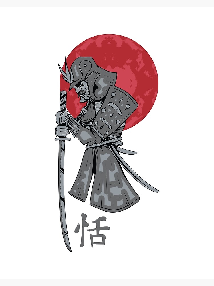 "Japan Samurai in armor with a katana Sword Kanji Fight" Poster by ...