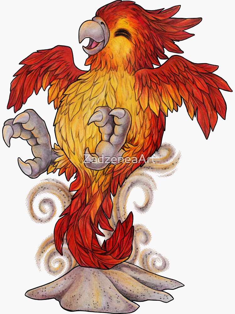 "Cute chubby phoenix chibi - fantasy lover" Sticker by ZadzeneaArt ...
