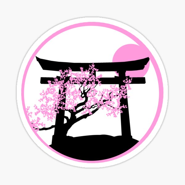 "Cherry Tree Japanese Gate - Japanese Torii Gate" Sticker for Sale by ...