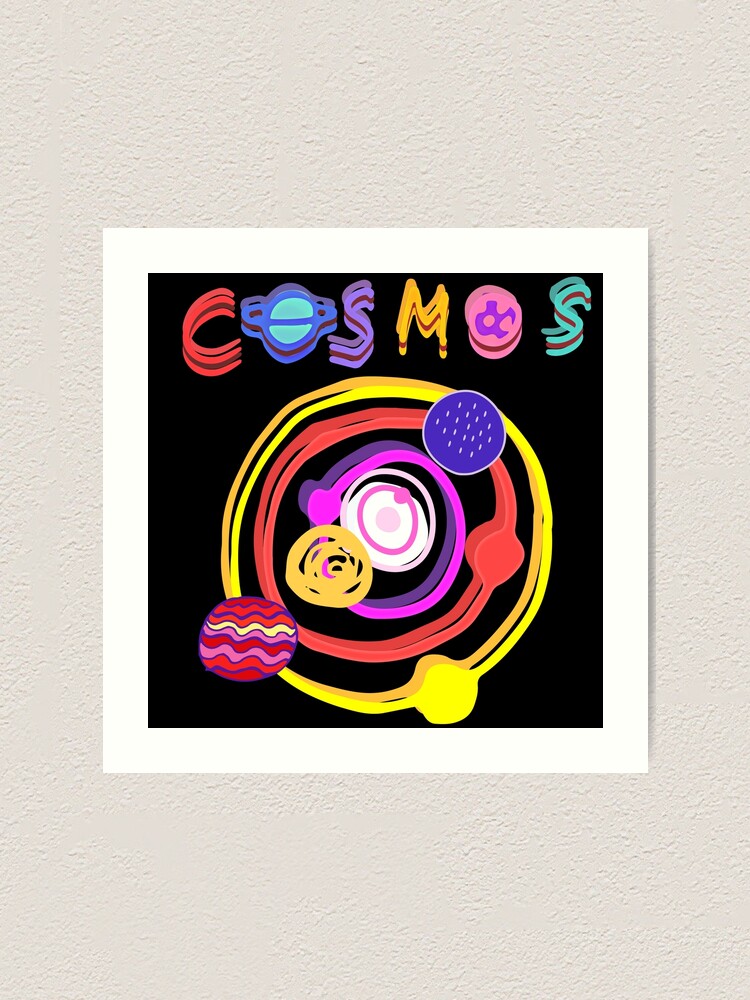 Lámina artística «Planetas, estrellas, luna, sol y sistema solar, coloridos, hermosos y vintage ...