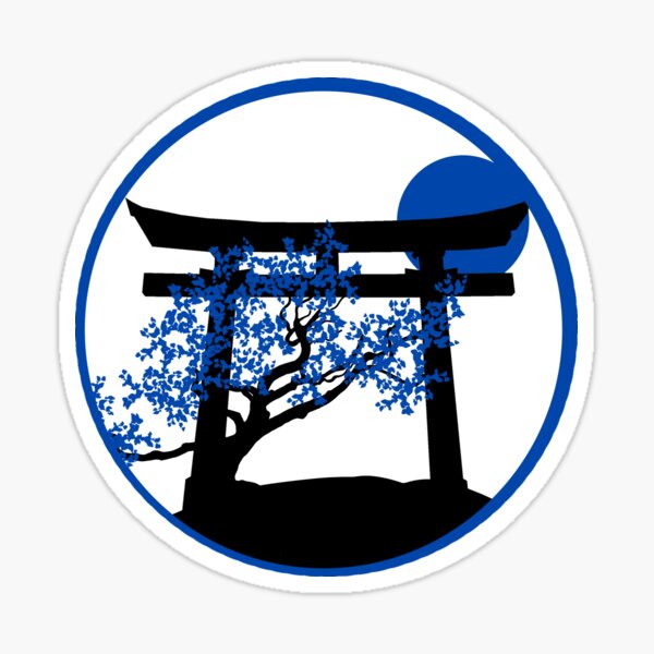 "Blue Cherry Tree Japanese Gate - Japanese Torii Gate" Sticker for Sale ...