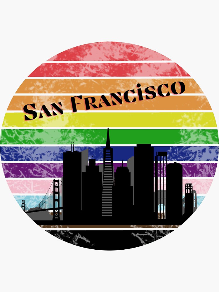 "San Francisco Pride Rainbow Sunset City Skyline" Sticker by ...