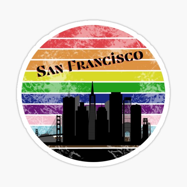 "San Francisco Pride Rainbow Sunset City Skyline" Sticker by ...