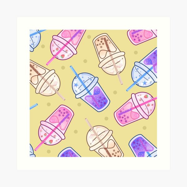 "Bubble Tea Pattern - Aesthetic - Boba Tea Lovers" Art Print for Sale by Artalo | Redbubble
