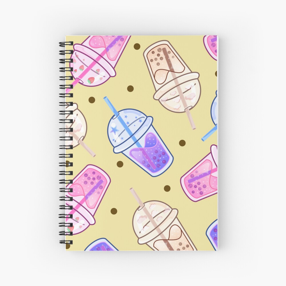 " Bubble Tea Pattern - Aesthetic - Boba Tea Lovers" Spiral Notebook by ...