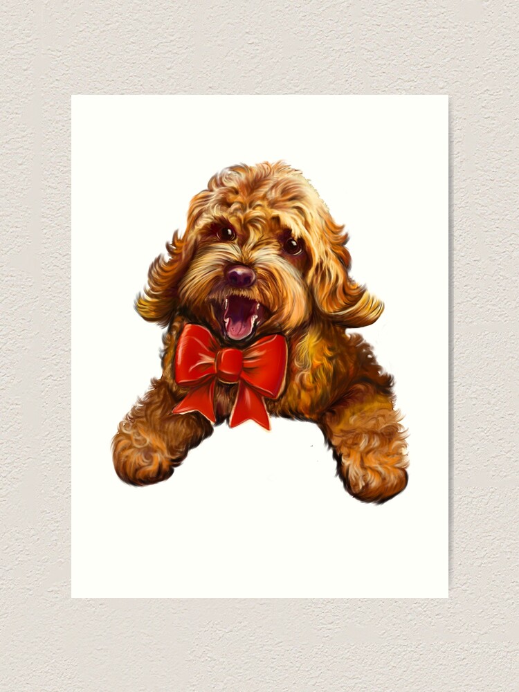 "Cute Cavapoo Cavoodle puppy dog with red bow - cavalier king charles ...