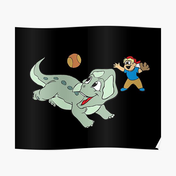 "Dinosaur Playing Baseball -Cute Dinosaur " Poster for Sale by ...