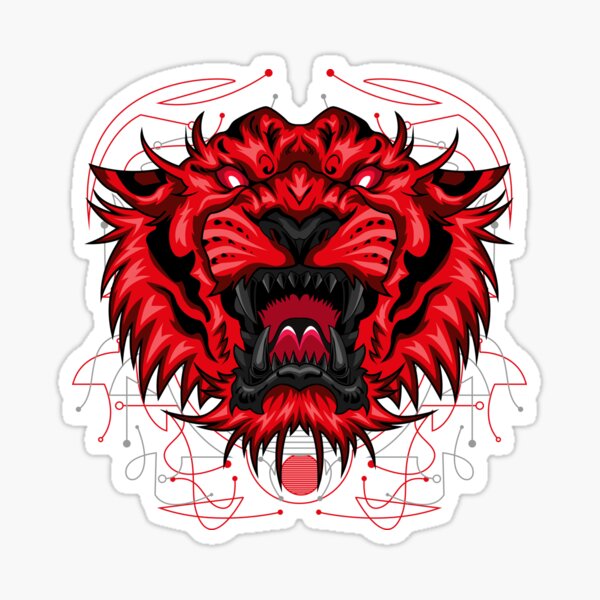 "tiger red face" Sticker by apeinz | Redbubble