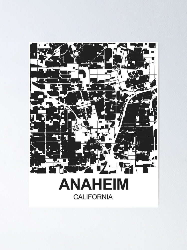 "Anaheim Black white Map Art California USA" Poster for Sale by ...