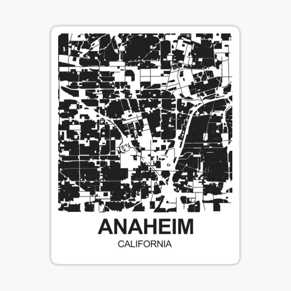 "Anaheim Black white Map Art California USA" Sticker by EpicMaps ...