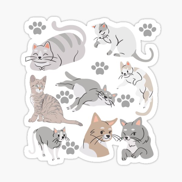 "cute cat logo" Sticker for Sale by memo115 | Redbubble