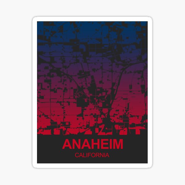"Anaheim Pink Blue Map Art California USA" Sticker by EpicMaps | Redbubble