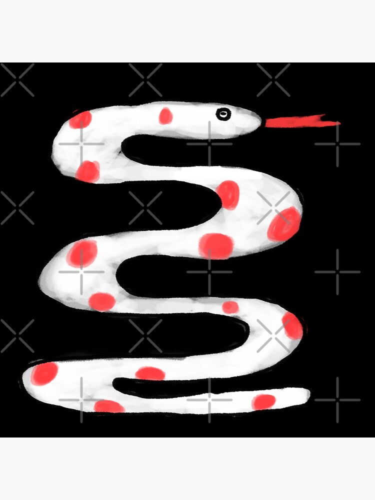"Hand drawn wild animal cute snake in doodle sketch style, red polka ...