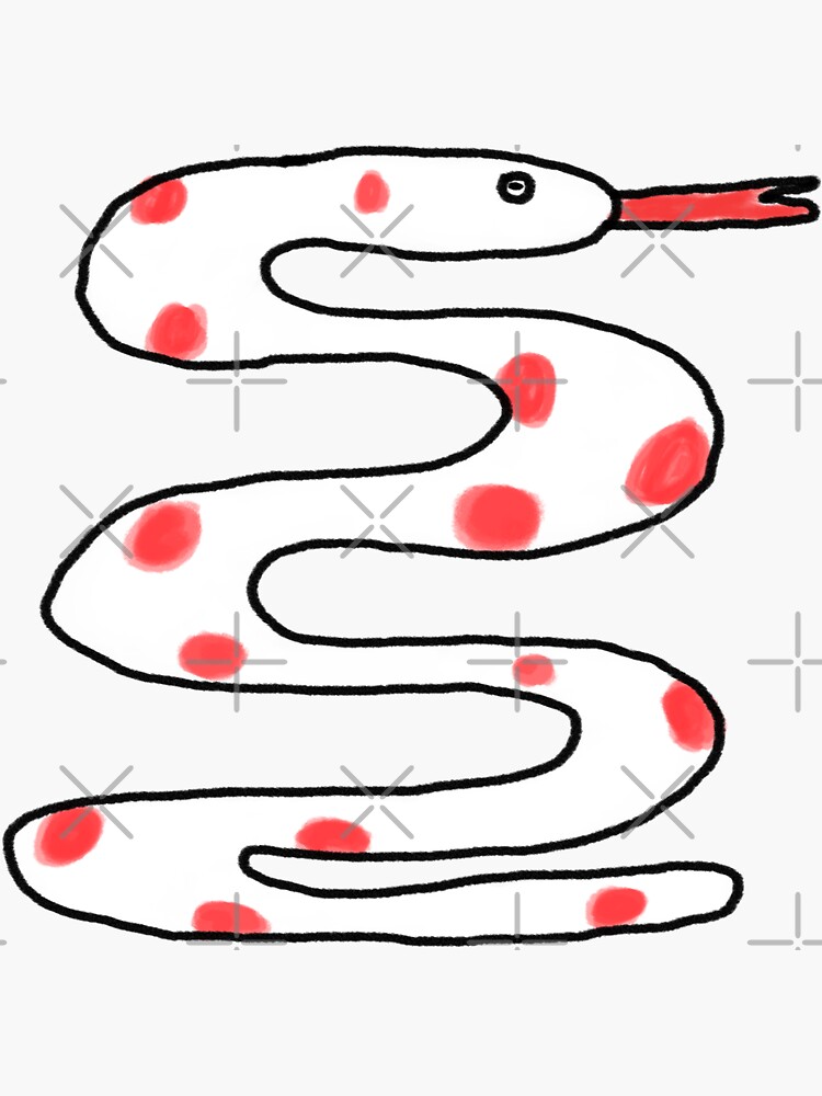 "Hand drawn wild animal cute snake in doodle sketch style, red polka ...