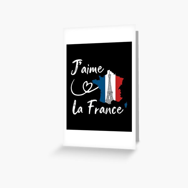 "J'aime La France, Eiffel Tower map illustration " Greeting Card by ...