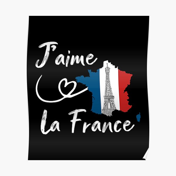 "J'aime La France, Eiffel Tower map illustration " Poster for Sale by ...
