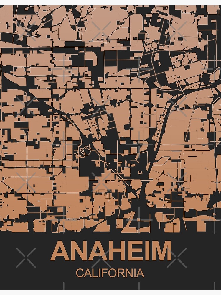 "Anaheim Chocolate color Map Art California USA" Poster for Sale by ...