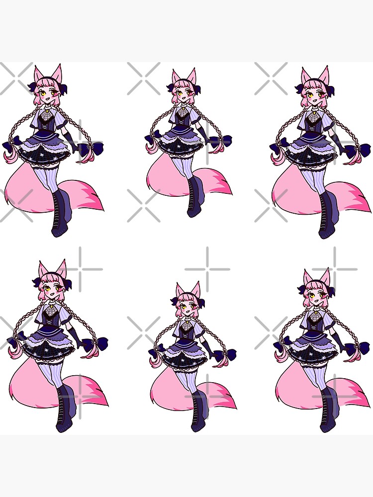 "Anime Pink Fox Girl Set" Poster for Sale by Nyamelon | Redbubble