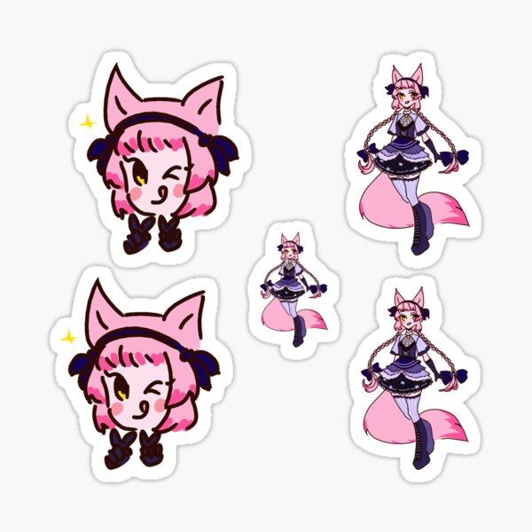 "Anime Pink Fox Girl Set" Sticker by Nyamelon | Redbubble