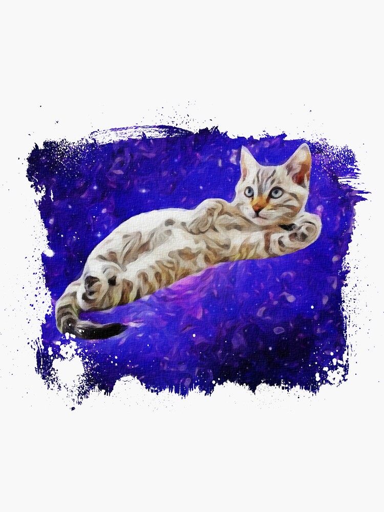 "Cat in space watercolor art" Sticker for Sale by Catstronauts | Redbubble
