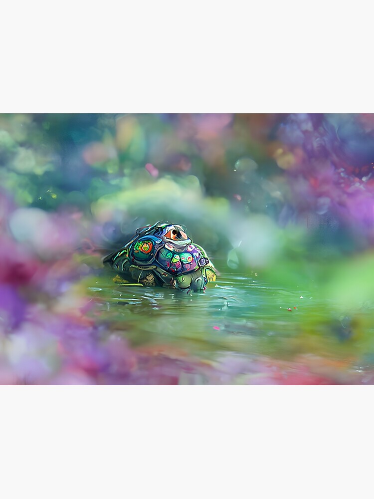 "Ocean Color Explosion 01 - A Turtle Emerges out of the Water" Sticker ...