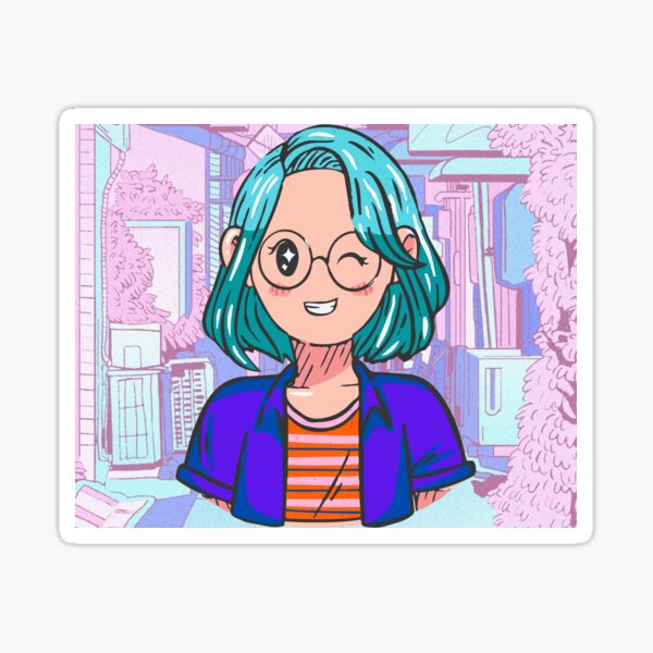 "Anime Girl with Blue Hair" Sticker by PALOLAFree | Redbubble