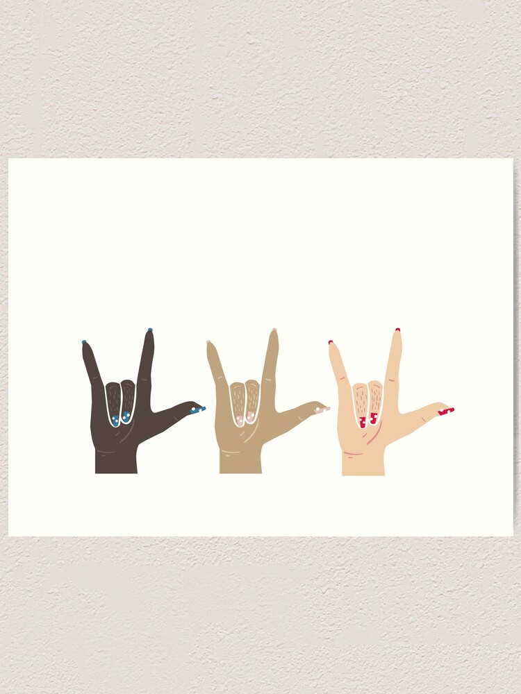 "Rock On Sign Hand Print Art, Rock and Roll Feminist Pop Art" Art Print ...