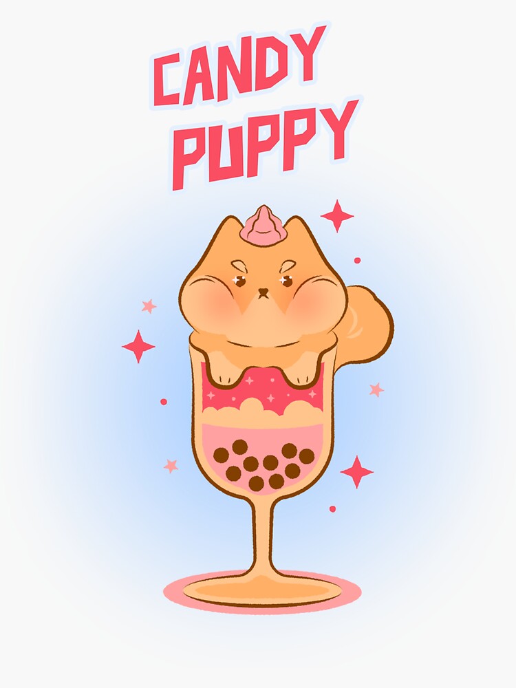 "Candy Puppy funny food illustration" Sticker by deluxis | Redbubble