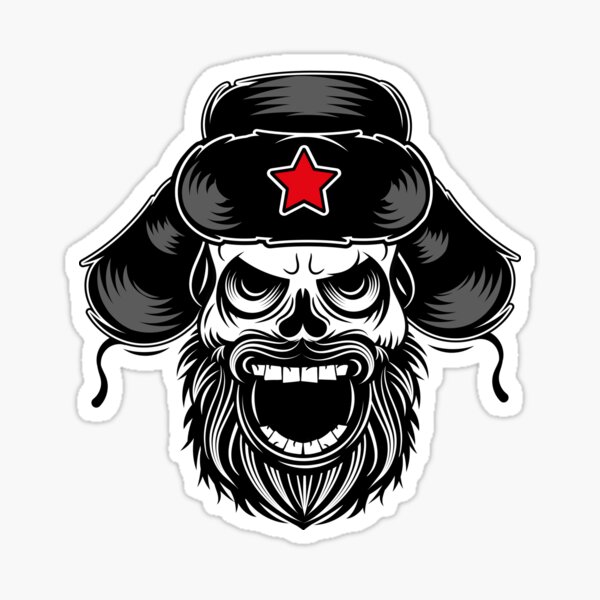 "The furious, evil muzzle of a terrible Russian skull in an earflap hat ...