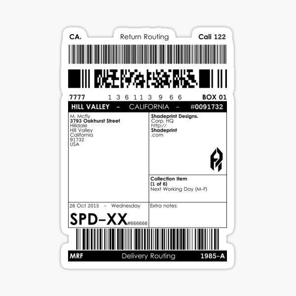 ">Deliver to the McFly Residence" Sticker for Sale by shadeprint ...