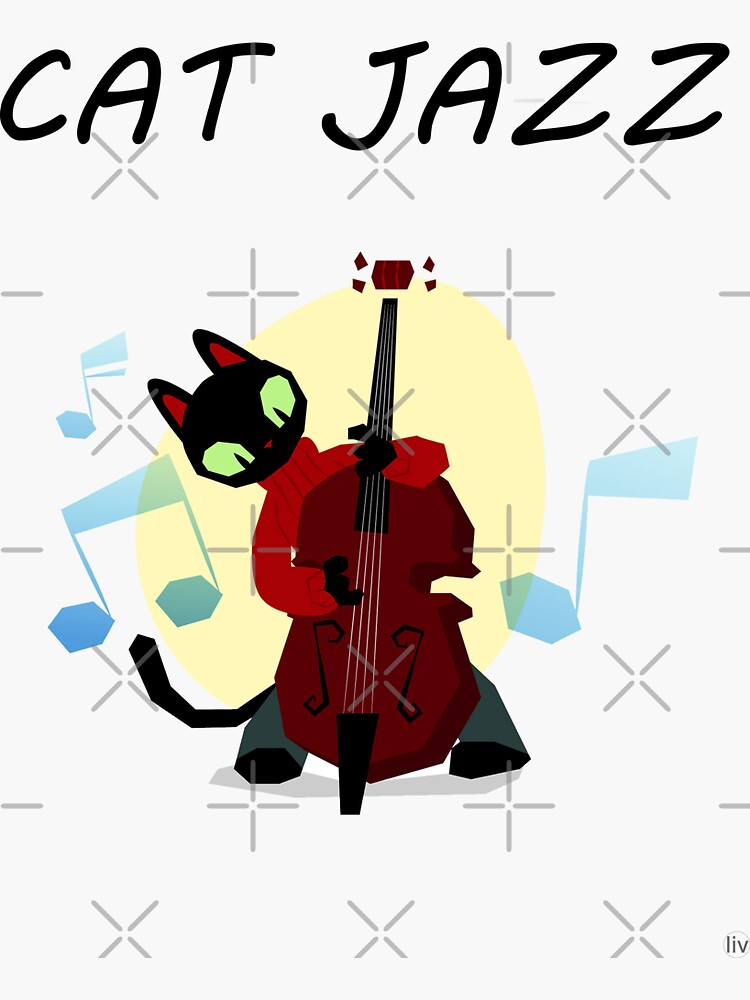 "Cat Jazz - Musical Cat" Sticker for Sale by ZazenDigital | Redbubble