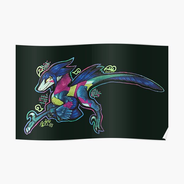 "Raptin Battle Form Sticker" Poster by Spiritshaydra | Redbubble