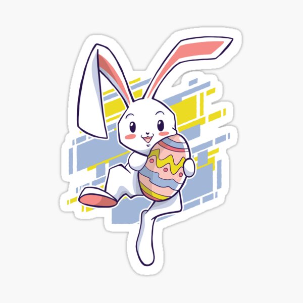 "Geometric anime eastern bunny" Sticker by benjielwarro | Redbubble
