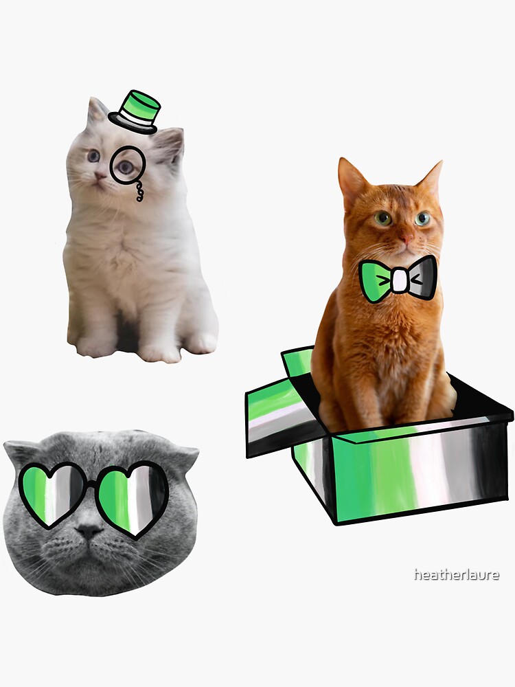 "aromantic cats sticker pack" Sticker by heatherlaure | Redbubble