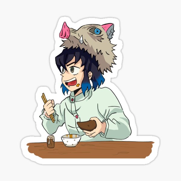"inosuke eating" Sticker by inosukestempura | Redbubble
