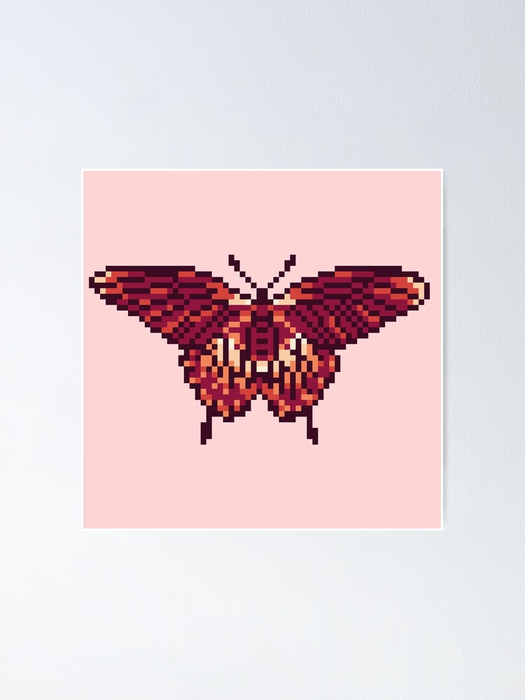 "pixel art red moth butterfly" Poster for Sale by sezalilly | Redbubble
