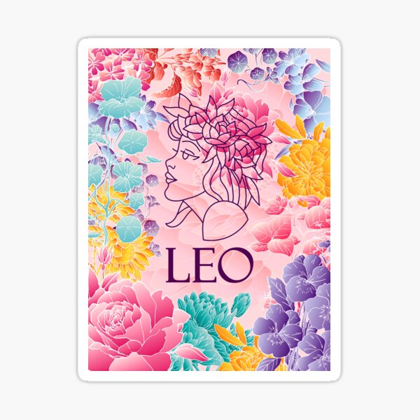 "Leo Zodiac Pink Fantasy Design Horoscope Design" Sticker by ...